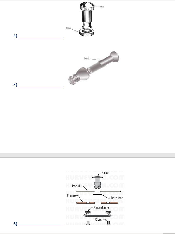 Solved 11. Identify the different types of fasteners as | Chegg.com