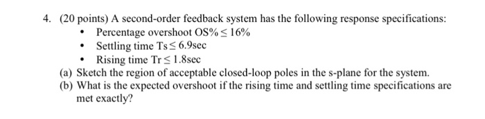 Solved A second-order feedback system has the following | Chegg.com