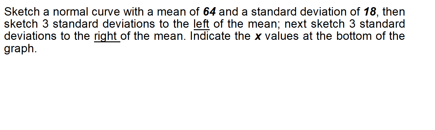 Solved Sketch a normal curve with a mean of 64 and a | Chegg.com