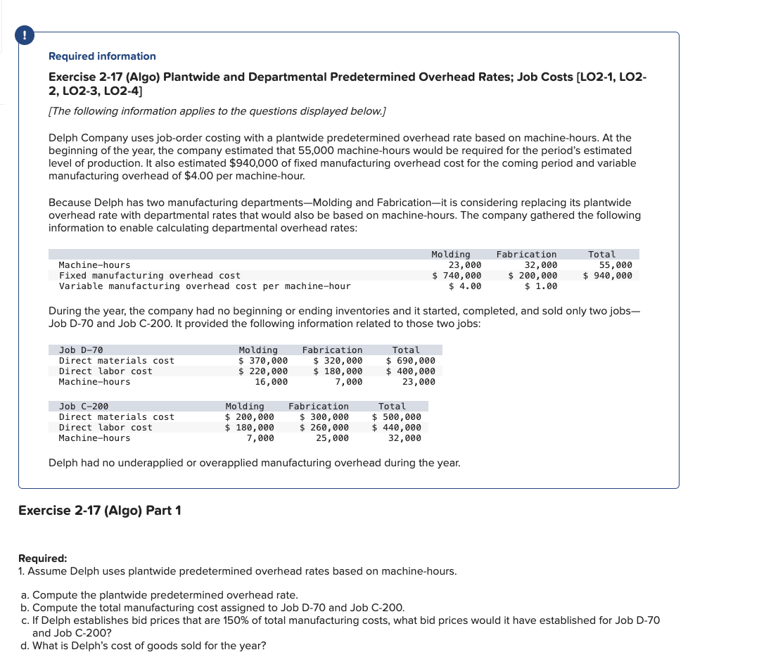 Solved Exercise 2-17 (Algo) ﻿Part 1Required:Assume Delph | Chegg.com