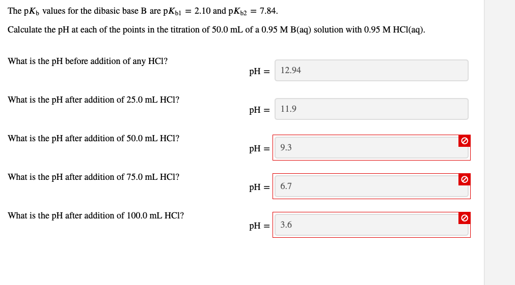 Solved = 7.84 The pKb values for the dibasic base B are pKbl | Chegg.com