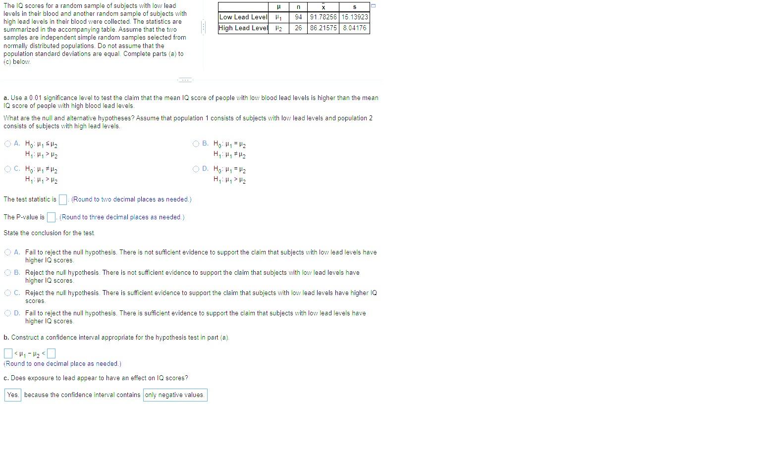 Solved The 1Q scores for a random sample of subjects with | Chegg.com