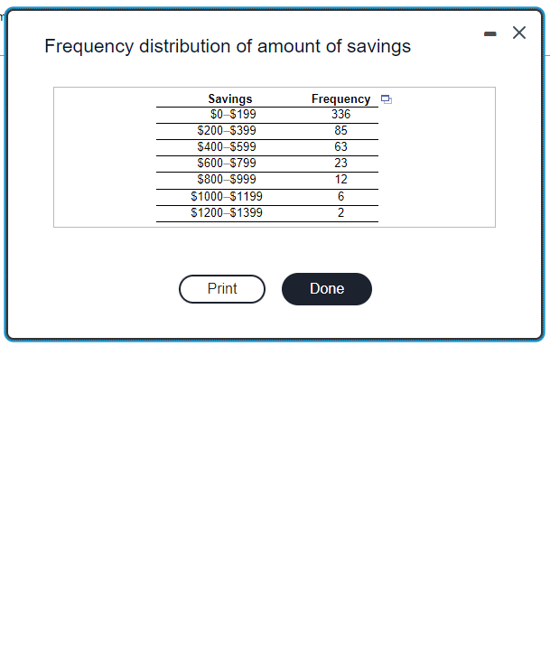Solved standard deviation amount of savings. Click the icon | Chegg.com