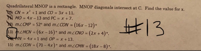 Solved Quadrilateral MNOP is a rectangle. MNOP diagonals | Chegg.com