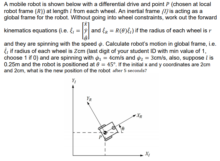 Solved A mobile robot is shown below with a differential | Chegg.com