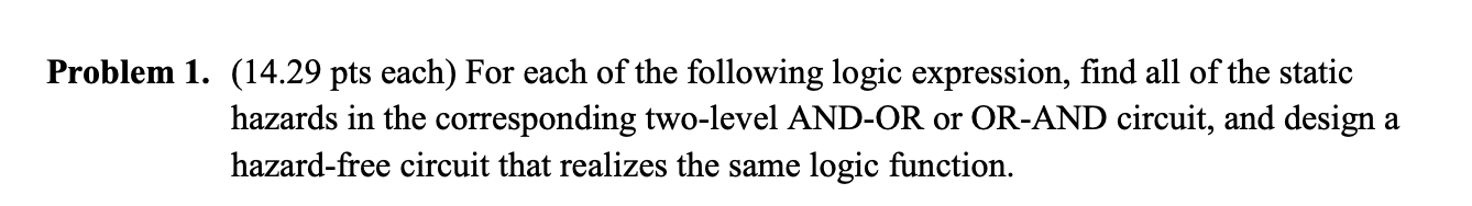 Solved Problem 1. (14.29 pts each) For each of the following | Chegg.com