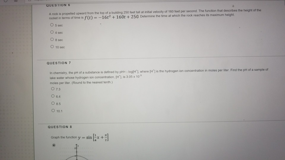 Solved QUESTION 6 building 250 feet tall at initial velocity | Chegg.com