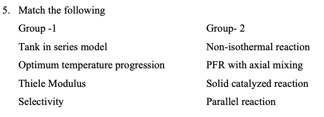 Solved 5. Match the following Group -1 Group-2 Tank in | Chegg.com