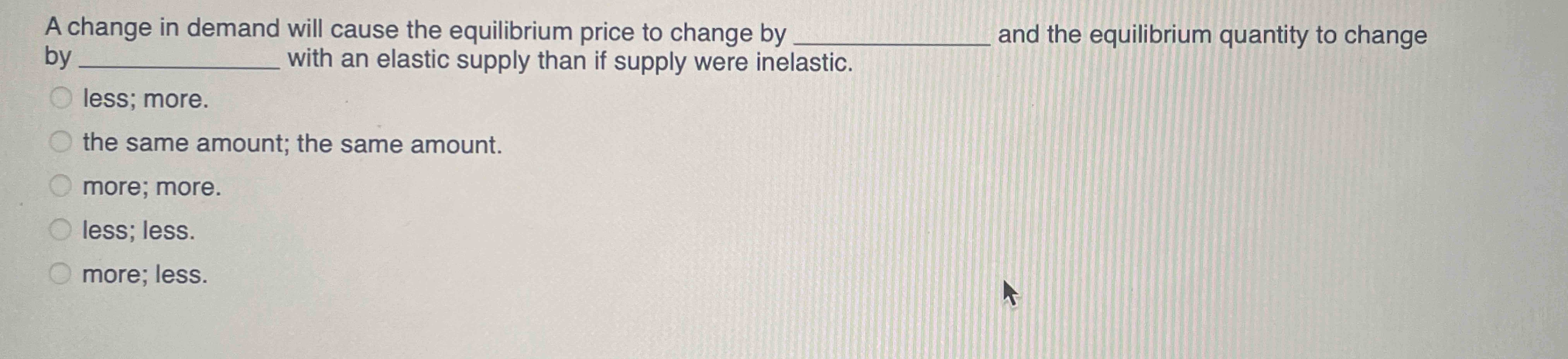 Solved A change in demand will cause the equilibrium price | Chegg.com
