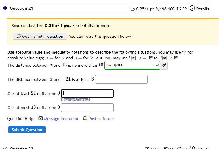 Solved Score on last try: \\( \\mathbf{0 . 2 5} \\) of \\( | Chegg.com