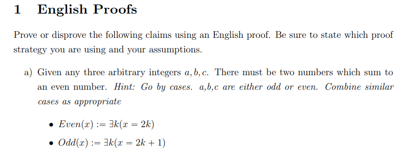Solved 1 English Proofs Prove or disprove the following | Chegg.com