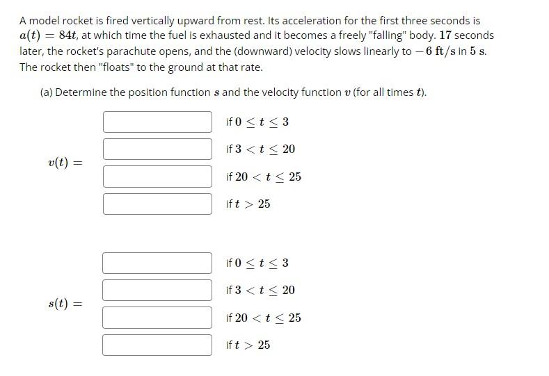 Solved A model rocket is fired vertically upward from rest. | Chegg.com