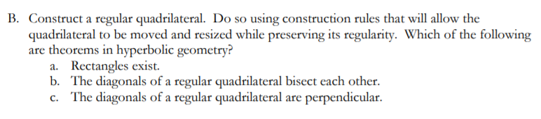 Solved II. Investigate each problem using nonEuclid or the | Chegg.com