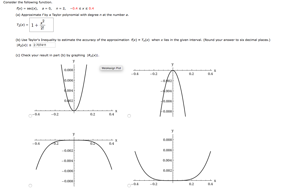 Solved Consider the following function. f(x) = sec(x), a = | Chegg.com
