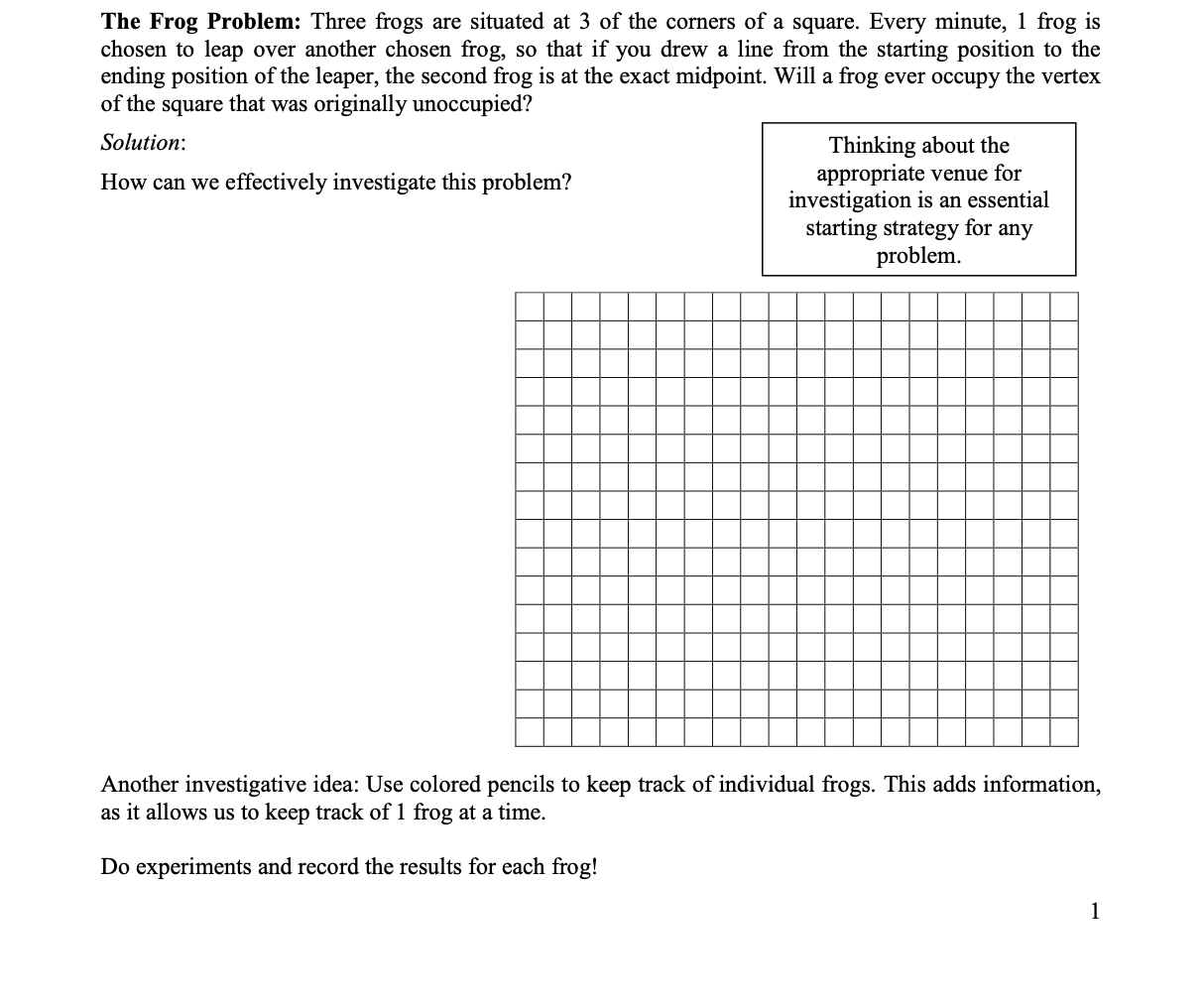 The Frog Problem: Three frogs are situated at 3 of | Chegg.com