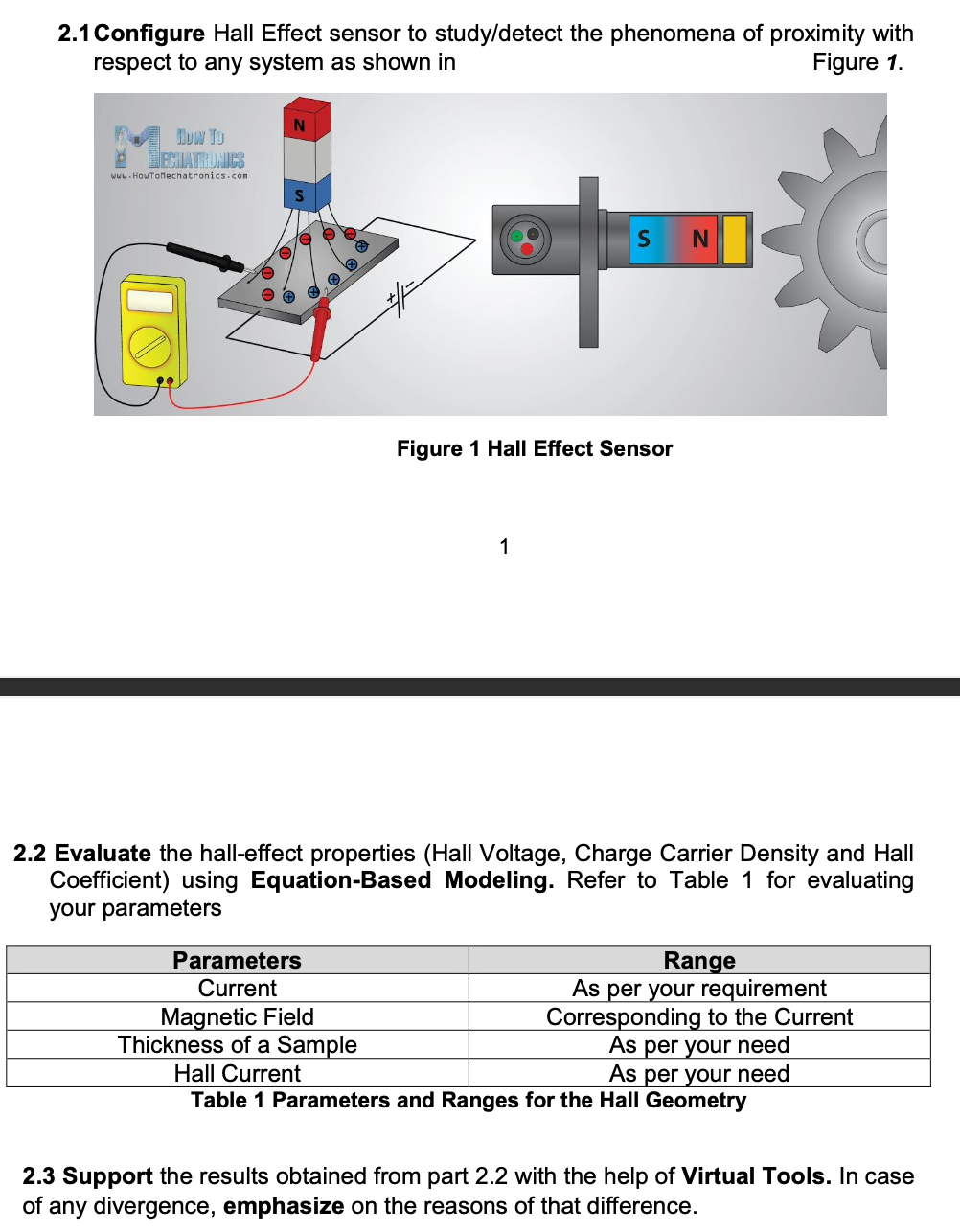 Solved 2.1 Configure Hall Effect sensor to study/detect the | Chegg.com