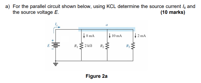 Solved a) For the parallel circuit shown below, using KCL | Chegg.com