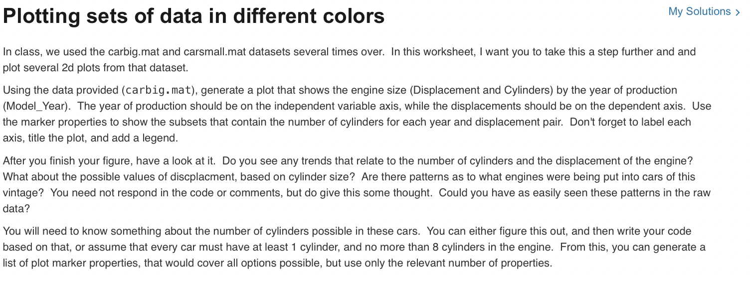 Solved Please answer in MATLAB. Many thanks. carbig.mat (all | Chegg.com