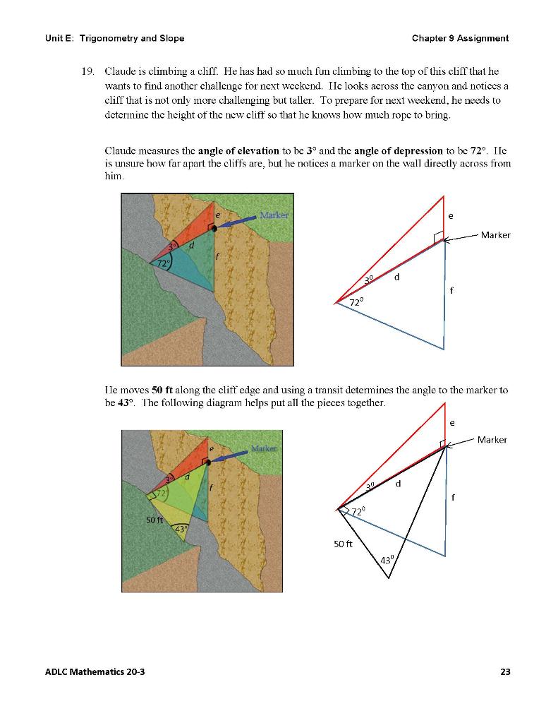 Solved Unit E: Trigonometry and Slope Chapter 9 Assignment | Chegg.com