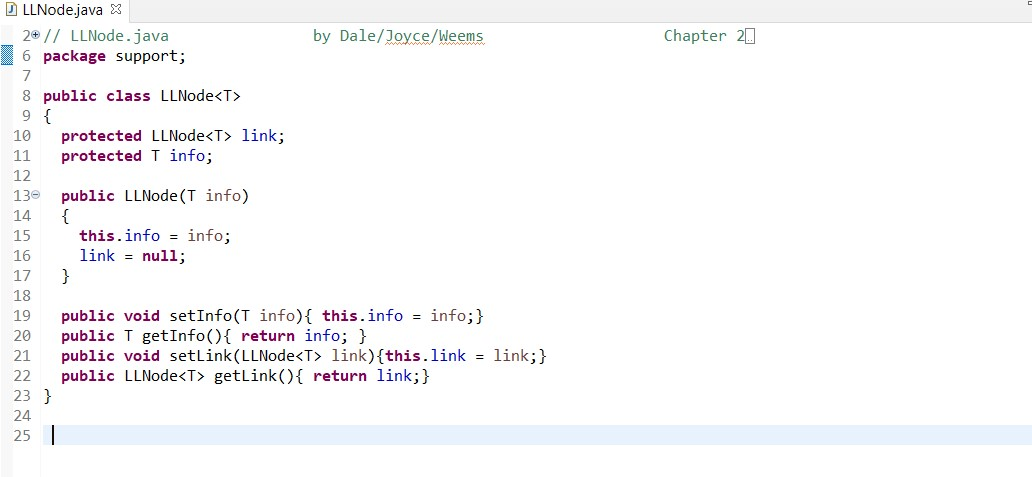 Chapter 20 LLNode.java X 2+ // LLNode.java by | Chegg.com