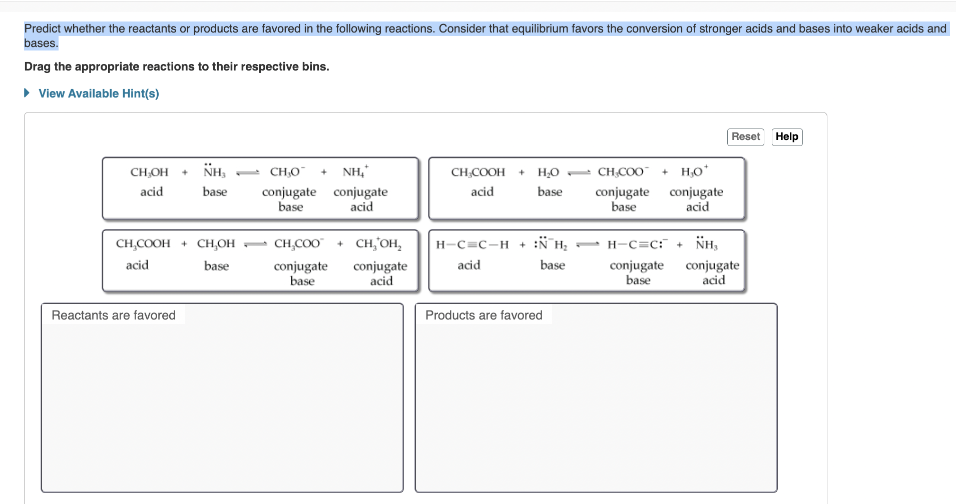 Solved Predict whether the reactants or products are favored | Chegg.com