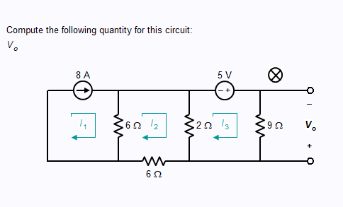 Solved Compute the following quantity for this circuit: V. 8 | Chegg.com