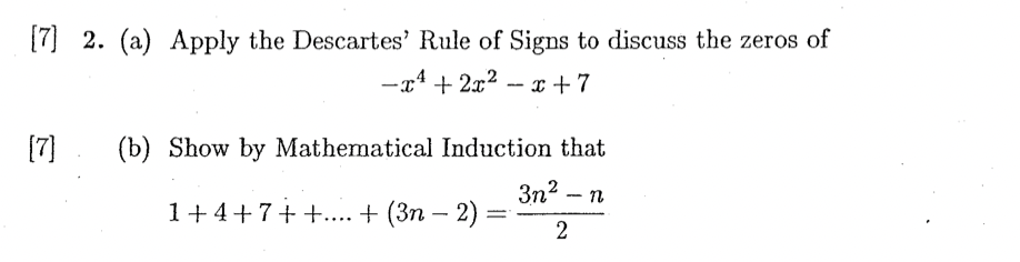 Solved [7] 2. (a) Apply the Descartes' Rule of Signs to | Chegg.com