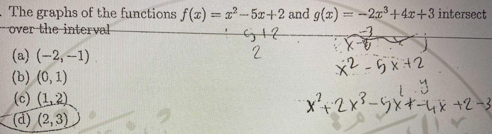Solved The graphs of ﻿the functions f(x)=x2-5x+2 ﻿and | Chegg.com