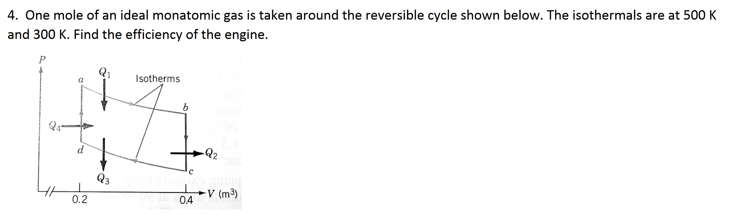 Solved 4. One mole of an ideal monatomic gas is taken around | Chegg.com