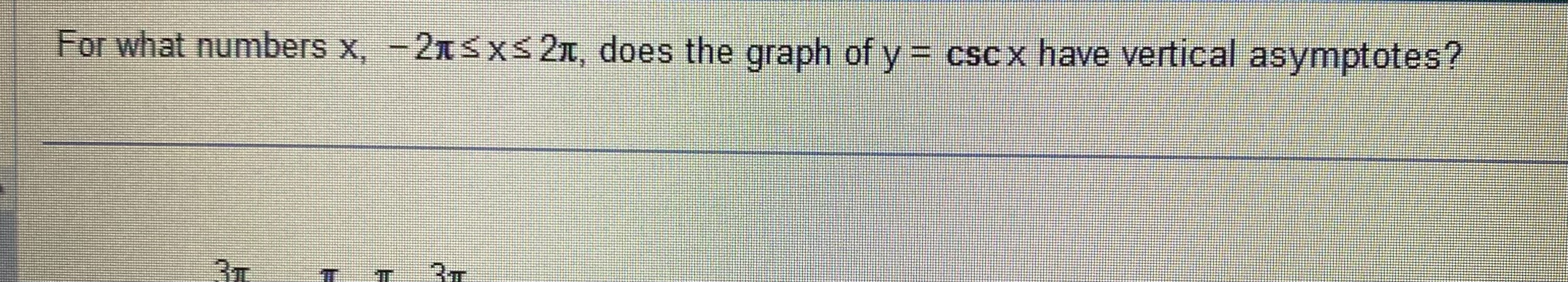 Solved For what numbers x,-2π≤x≤2π, ﻿does the graph of | Chegg.com