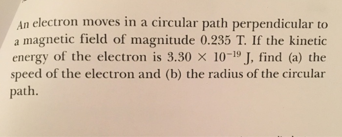 Solved An electron moves in a circular path perpendicular to | Chegg.com