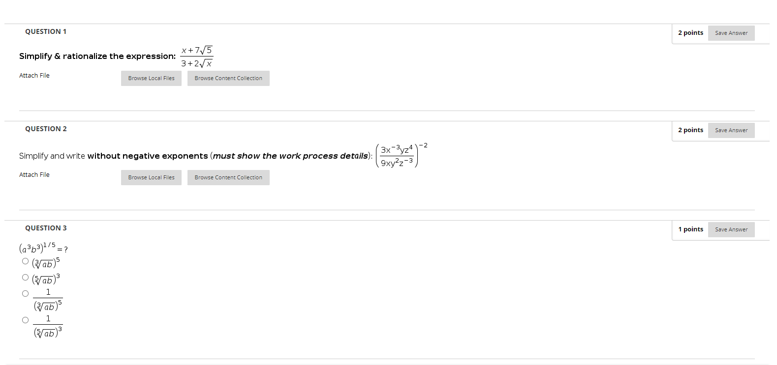 Solved Question 1 2 Points Save Answer Simplify And