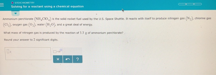 Solved O STOICHIOMETRY Solving for a reactant using a | Chegg.com
