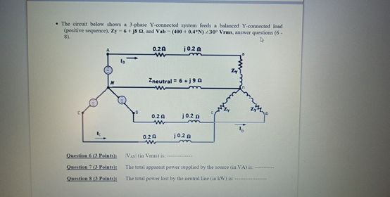 Solved • The circuit below shows a 3 phase Y connected | Chegg.com