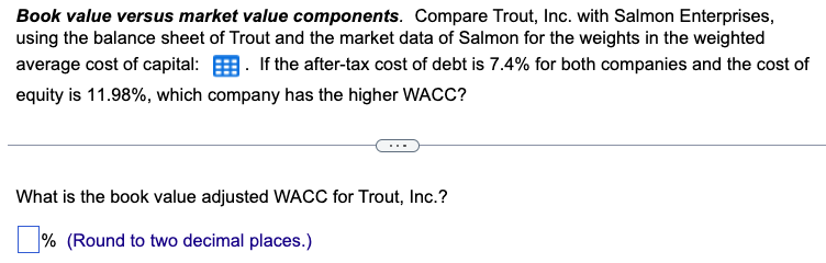 Solved Book value versus market value components. Compare | Chegg.com