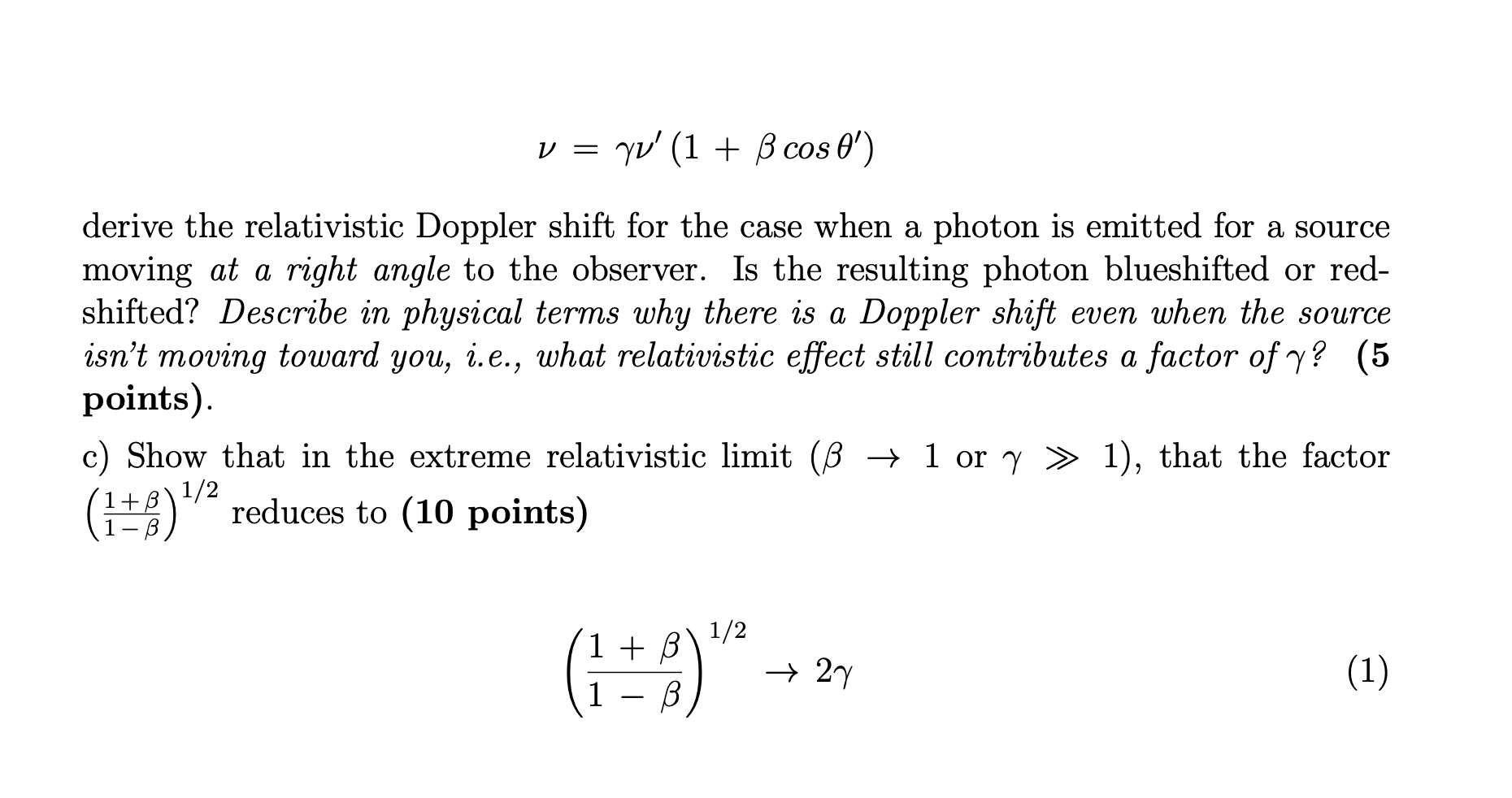 Solved a) Show that in the non-relativistic limit, the | Chegg.com