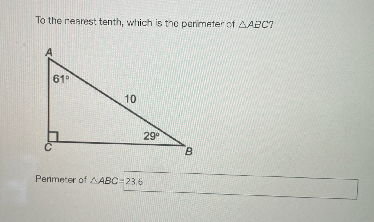 Solved To the nearest tenth, which is the perimeter of ABC | Chegg.com