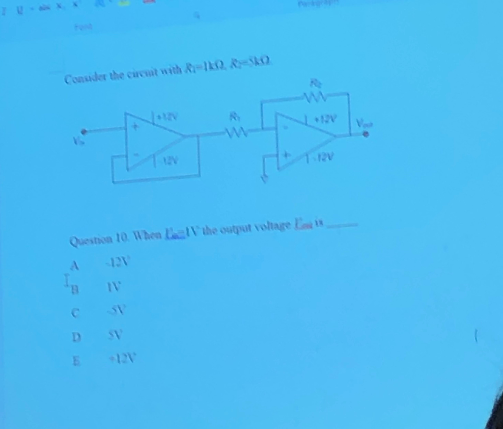Solved r1 = 1k resistor r2= 5k resistor asking for Vout when | Chegg.com