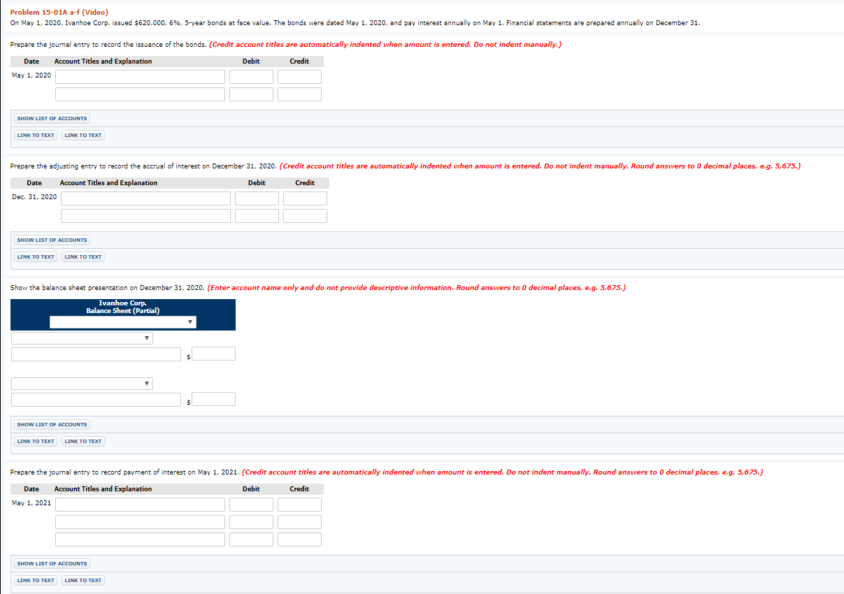 Solved Problem 15-01A a-f (Video) On May 1, 2020, Ivanhoe | Chegg.com