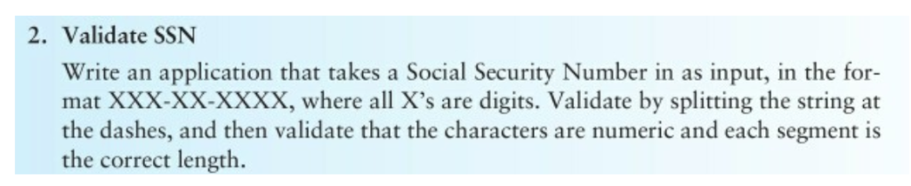 2. Validate SSN Write an application that takes a | Chegg.com