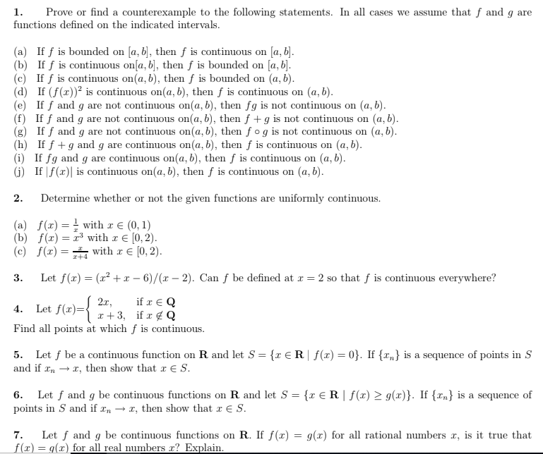 Solved a counterexample functions defined on the indicated | Chegg.com