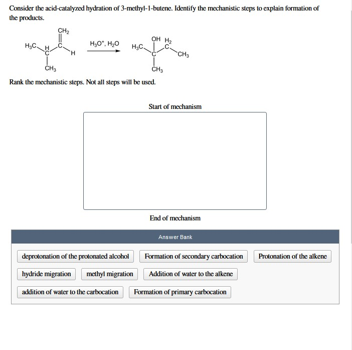 Solved Consider the acid‑catalyzed hydration of | Chegg.com