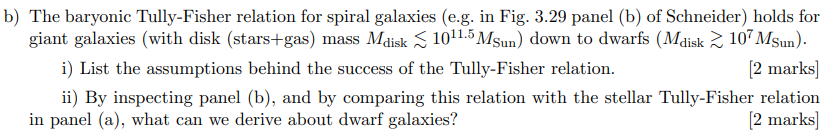 b) The baryonic Tully-Fisher relation for spiral | Chegg.com