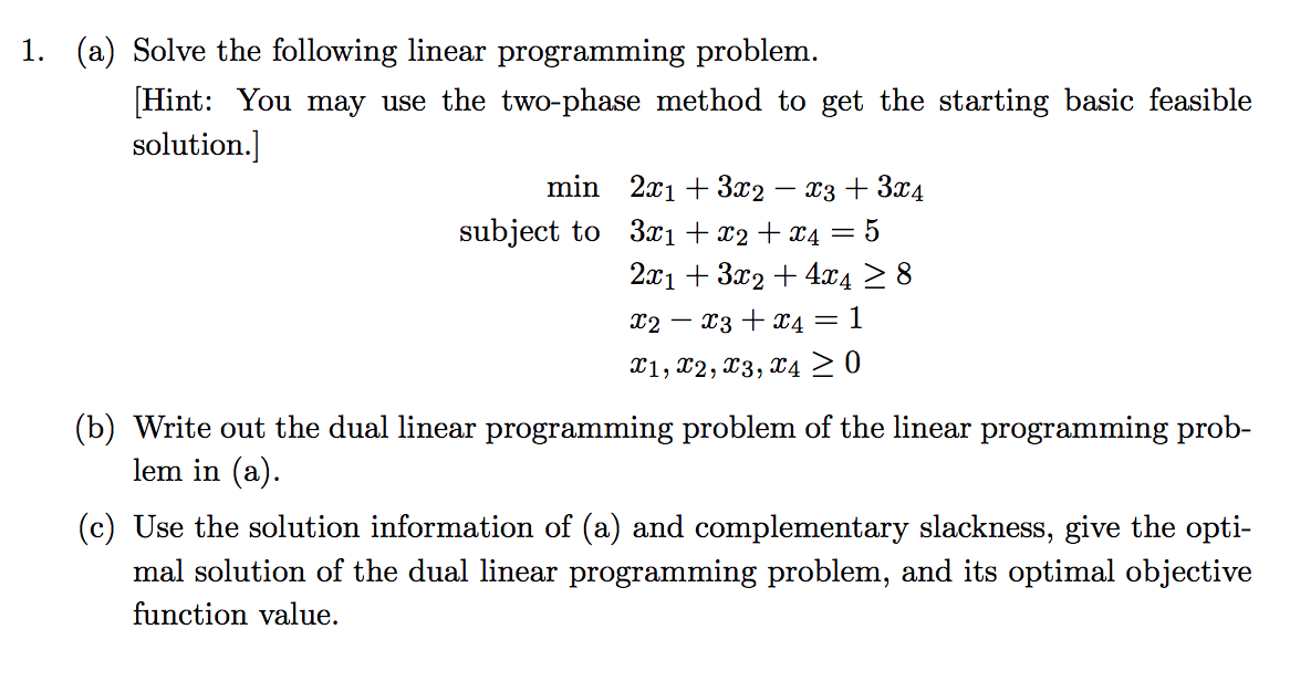 Solved 1 A Solve The Following Linear Programming