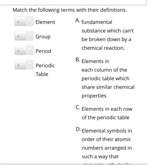 Solved Match the following terms with their definitions. A. | Chegg.com