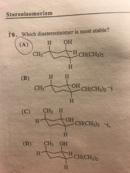 Solved Stereoisomerism 10. Which diastereoisomer is most | Chegg.com