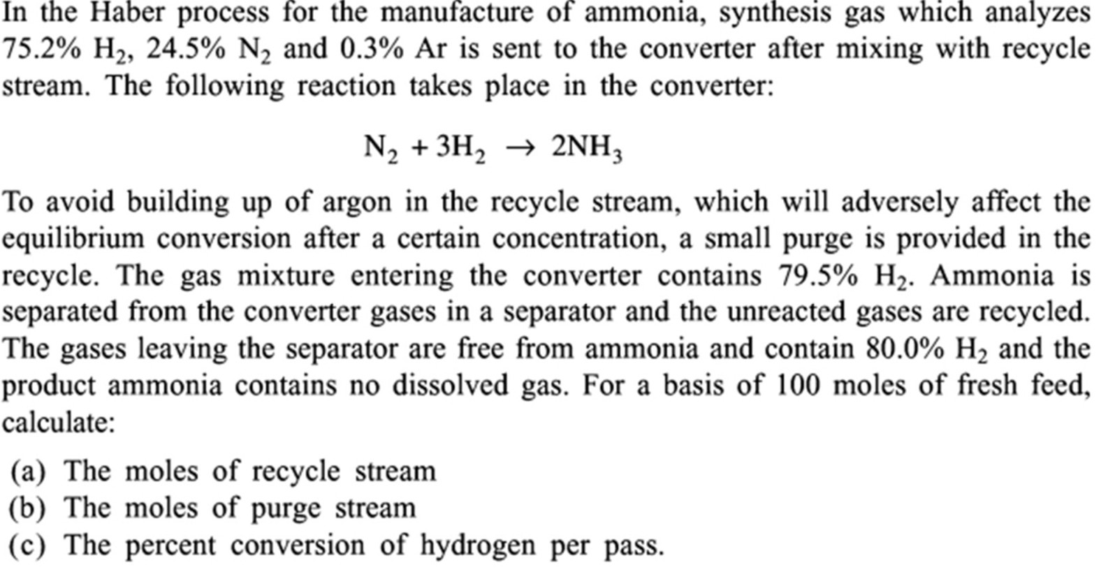 Solved In the Haber process for the manufacture of ammonia, | Chegg.com