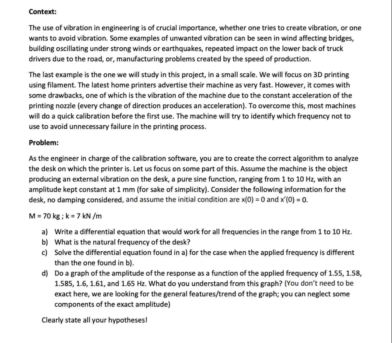 Solved Context: The use of vibration in engineering is of | Chegg.com