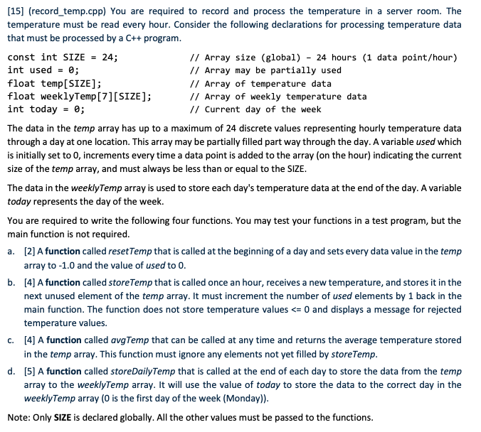Solved [15] (record_temp.cpp) You are required to record and | Chegg.com