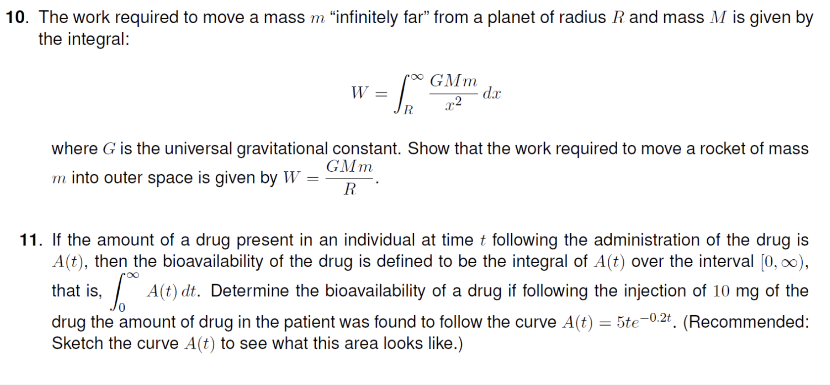 Solved 10. The work required to move a mass m "infinitely | Chegg.com